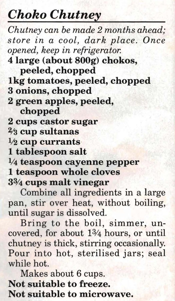 CHOKO CHUTNEY | Beb's Recipe Drawer